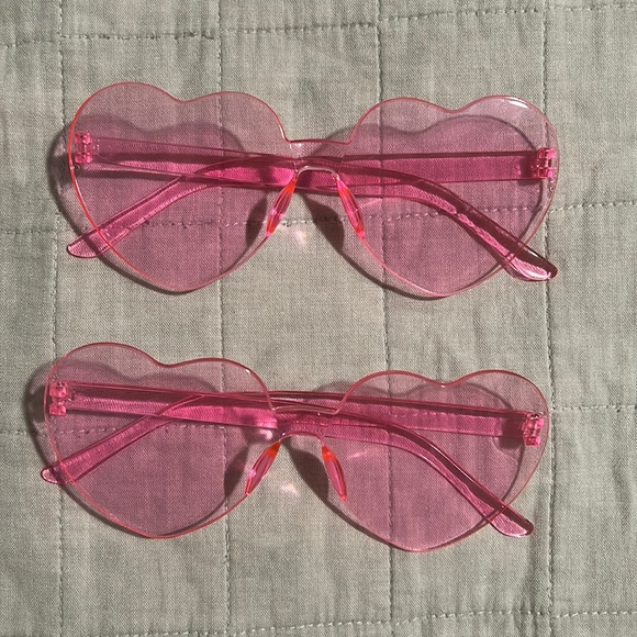 Accessories | 2 Pink Heart Glasses | Poshmark
